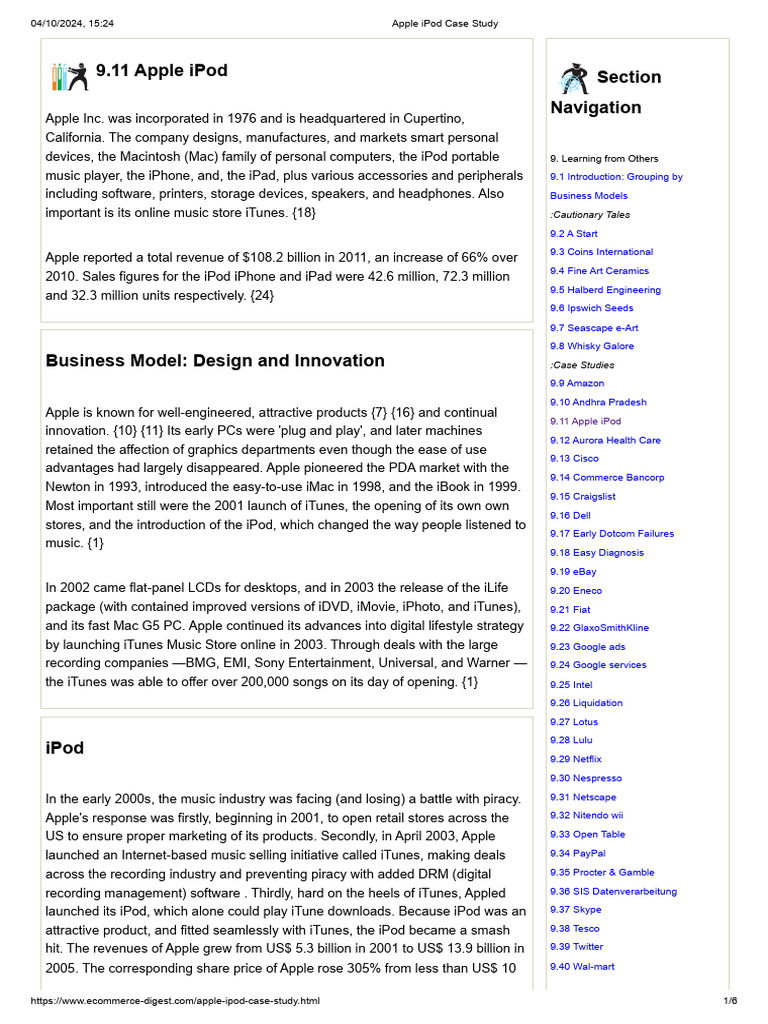 Apple Ipod Case Study | PDF | Apple Inc. | I Pod