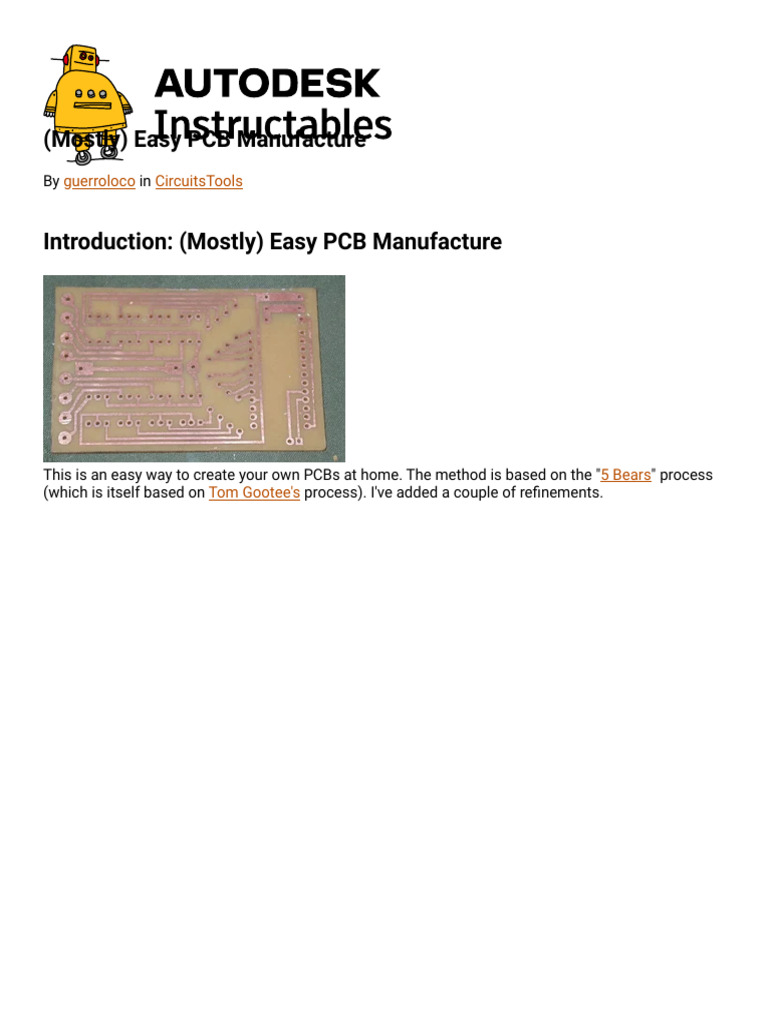 Easy DIY PCB Manufacturing Guide | PDF | Printed Circuit Board ...
