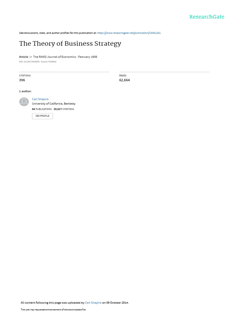 The Theory of Business Strategy | PDF