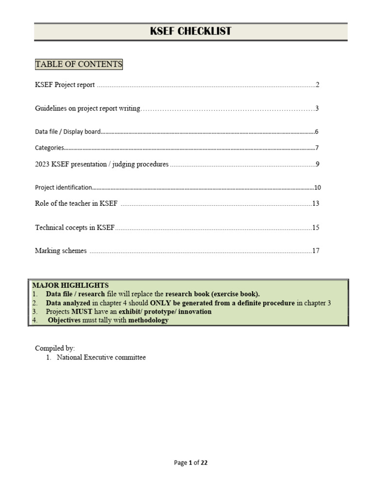 Ksef Checklist | PDF | Experiment | Science