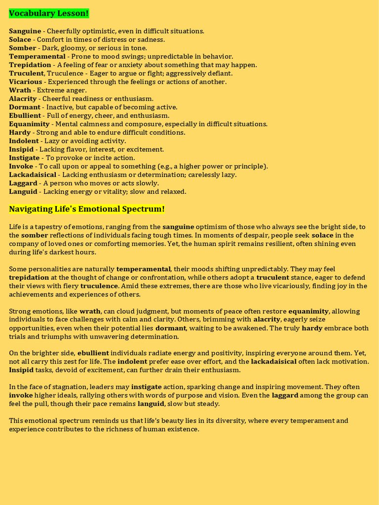 Exploring Emotional Vocabulary Terms | PDF | Anger | Emotions