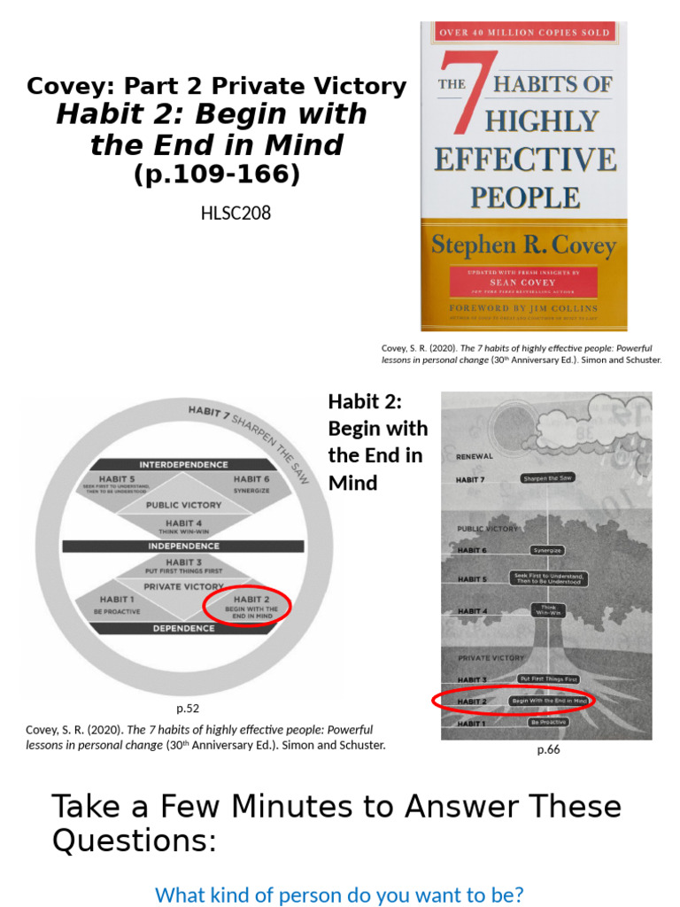 Covey Part 2 Private Victory- Habit 2-Begin with The End in Mind | PDF ...