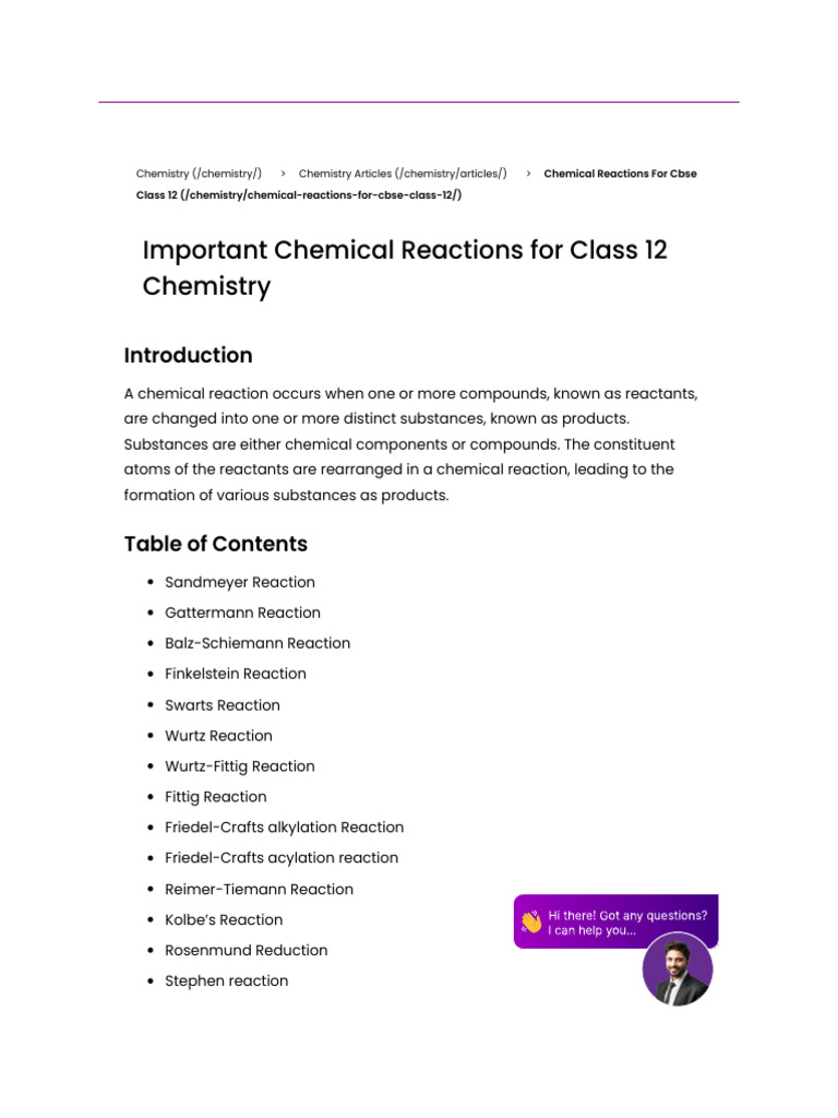Key Chemical Reactions for Class 12 | PDF | Amine | Aldehyde