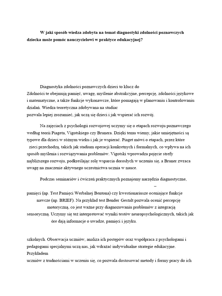 Diagnostyka Pedagogiczna Joanna Gracz | PDF