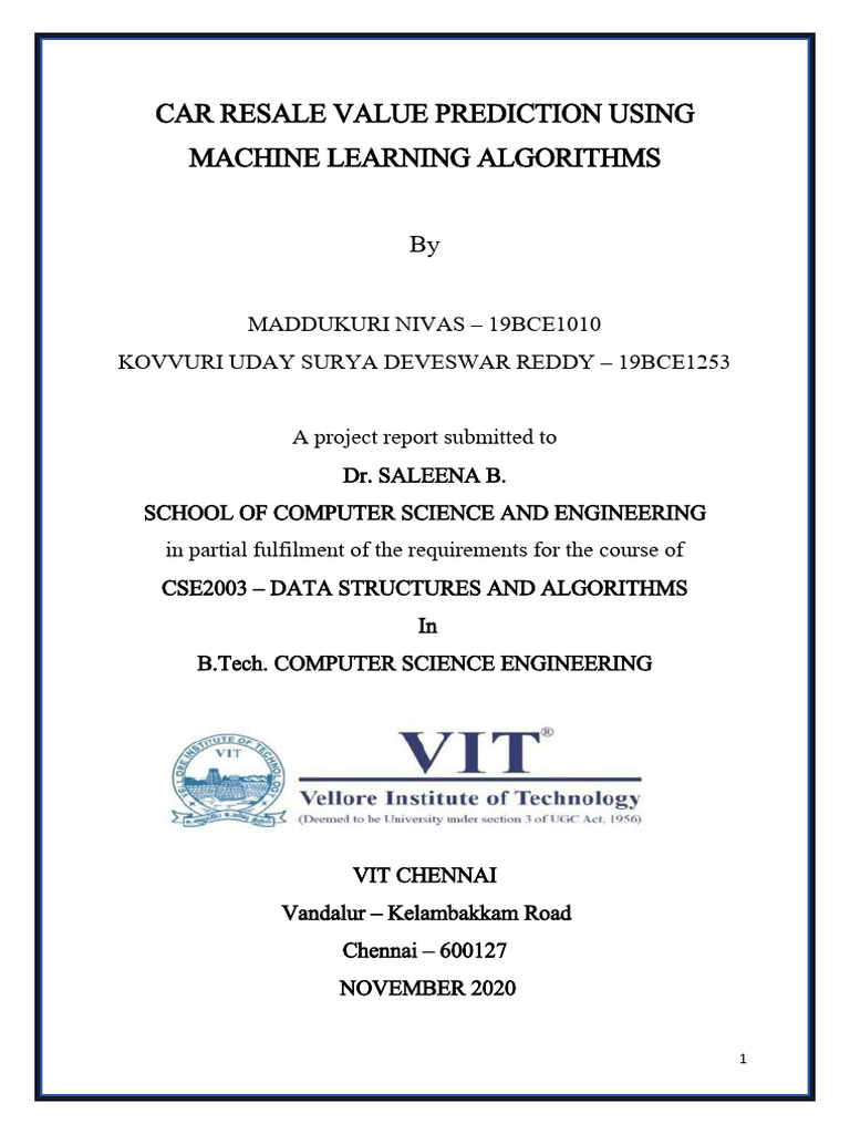Car Resale Value Prediction Algorithms | PDF | Machine Learning ...