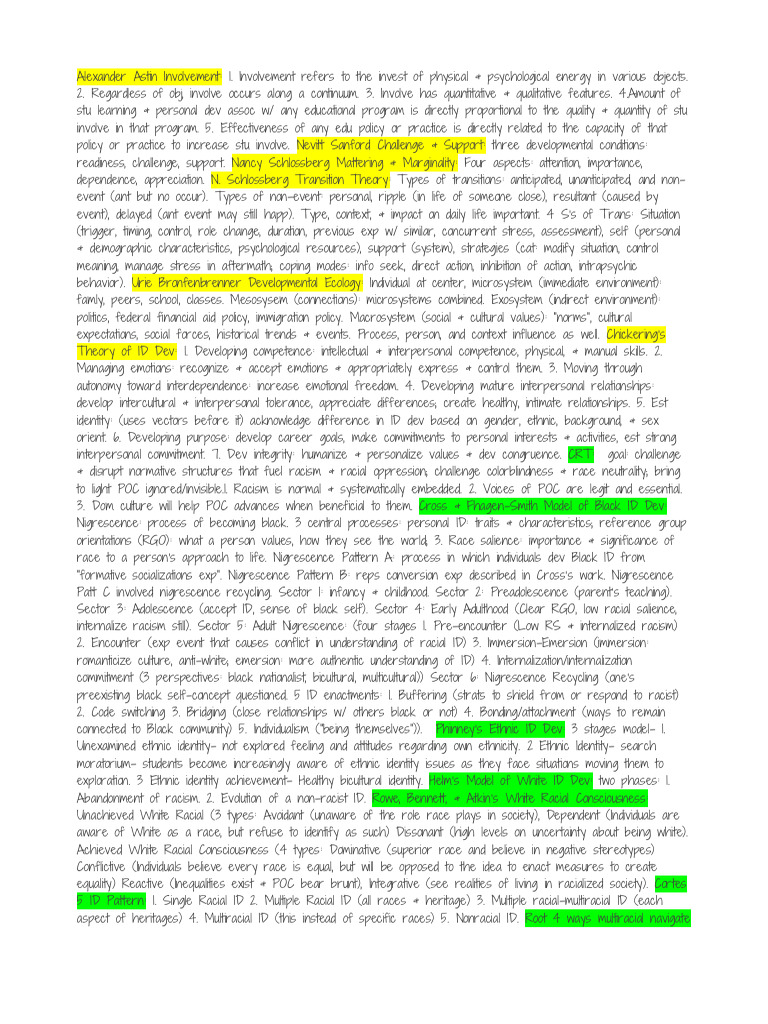 Theory Cheat Sheet2 big margins | PDF | Identity (Social Science) | Faith