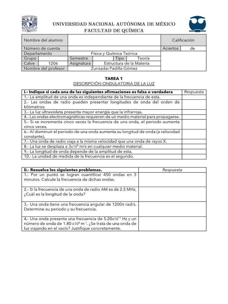 EM - Tarea 1. Naturaleza Ondulatoria de La Luz | PDF