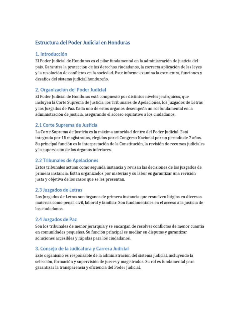 Estructura Poder Judicial Honduras Extenso | PDF | Judicaturas | Ley ...