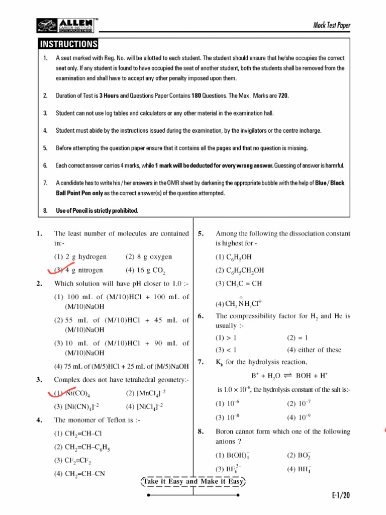 Mock Test Paper Only Paper | PDF