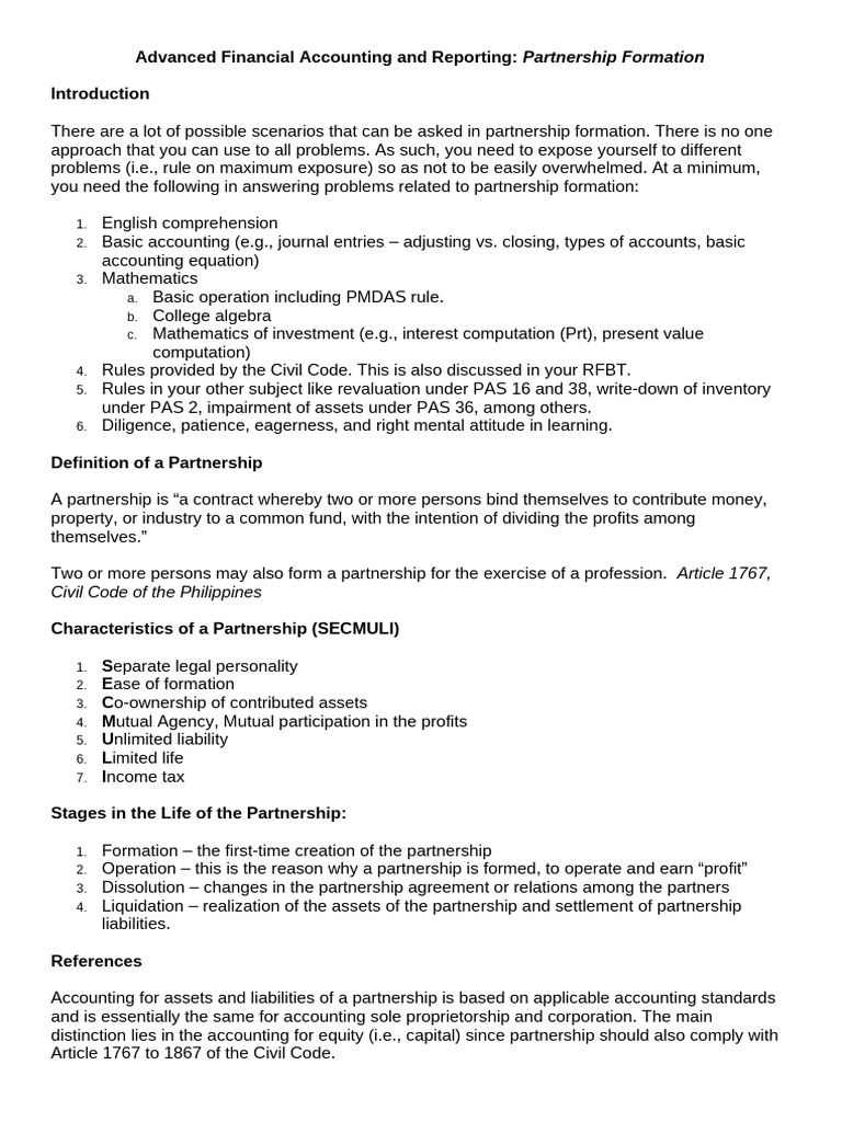 Advanced Financial Accounting and Reporting | PDF | Partnership ...