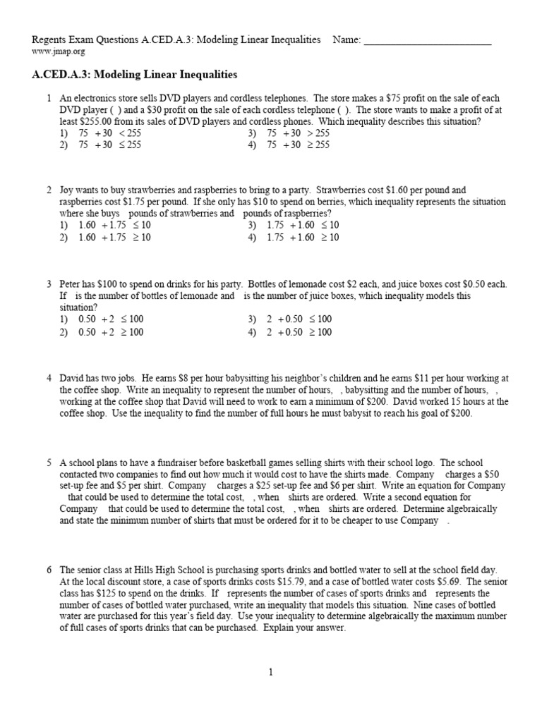 Modeling Linear Inequalities in Real Scenarios | PDF