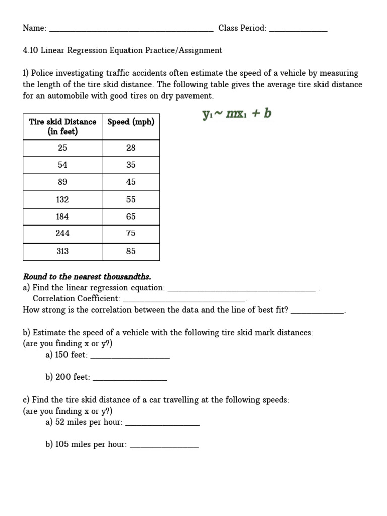 Linear Regression Practice Assignment | PDF