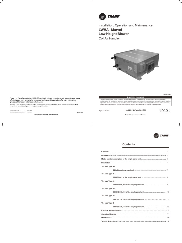 Trane FCU IOM LWHA Marvel - IOM - EN | PDF | Duct (Flow) | Mechanical ...