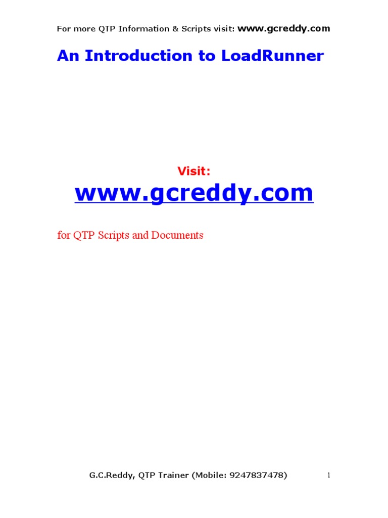 An Introduction To Loadrunner For Qtp Scripts And Documents Pdf Scripting Language Computing