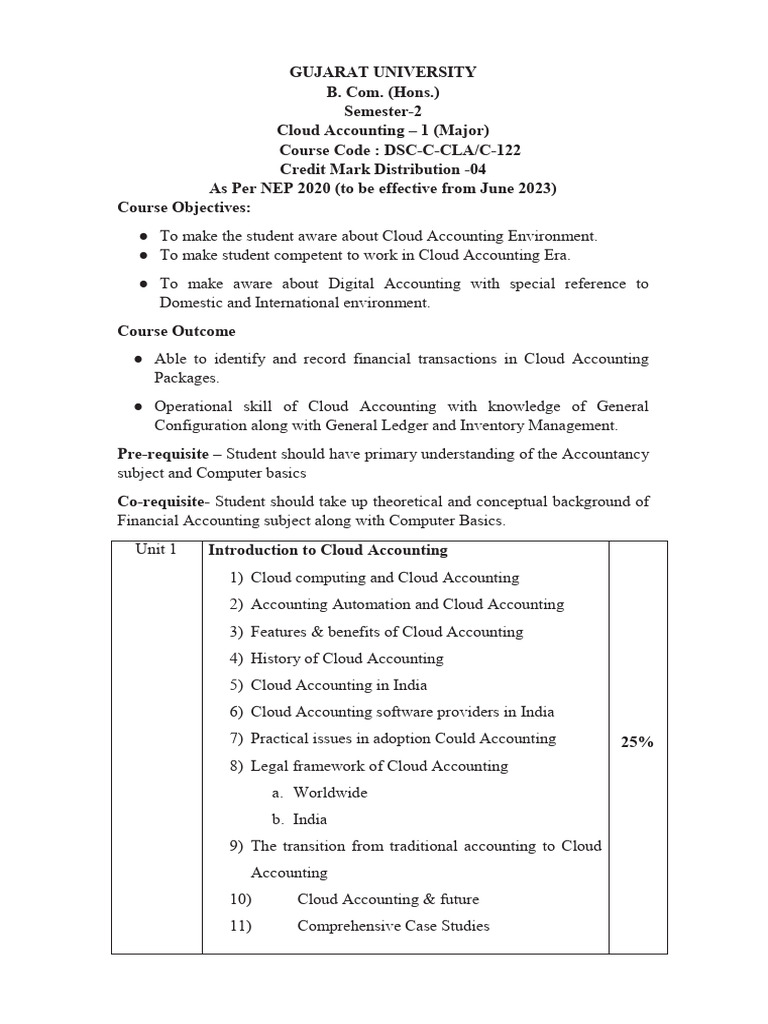 Major Sub Account Syllabus Bcom Sem 2 Dsc-C-Cla - C-122 Cloud ...