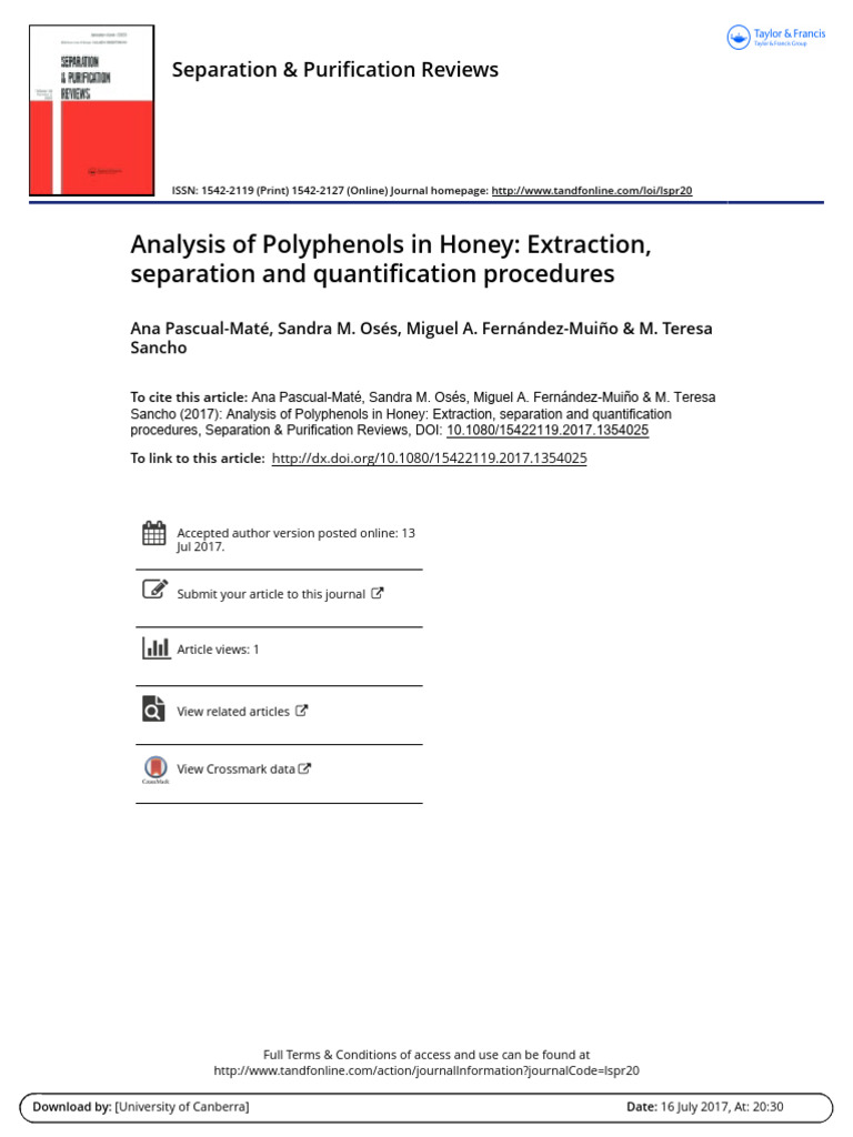 Analysis of Polyphenols in Honey Extract | PDF | High Performance Liquid Chromatography | Polyphenol