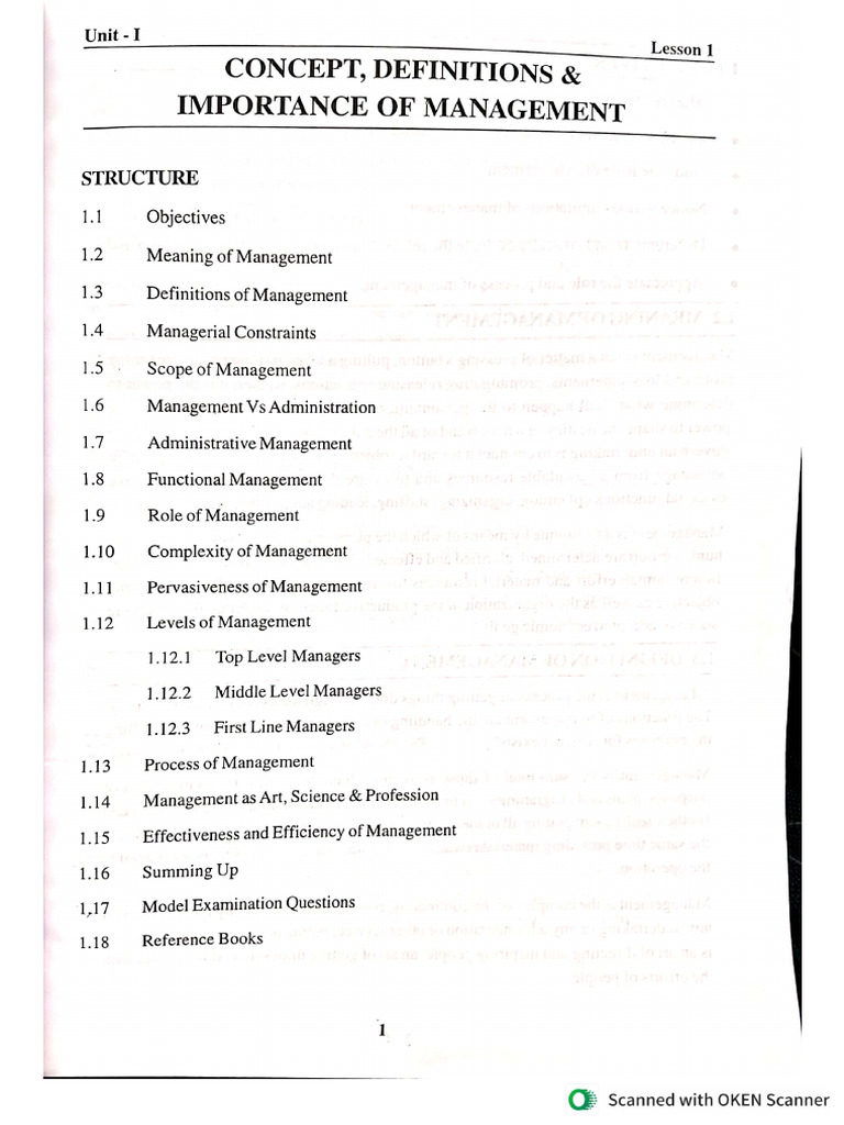 concept,definitions and importance of management | PDF