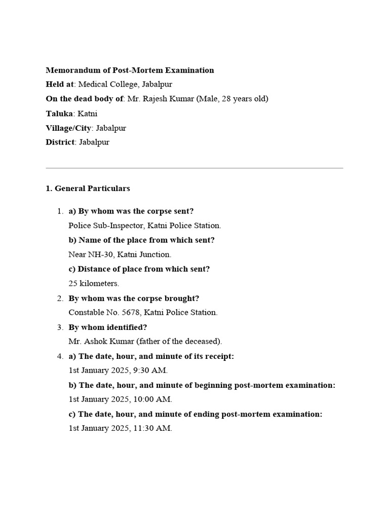 Autopsy Report 5 - Rta | PDF | Lung | Autopsy