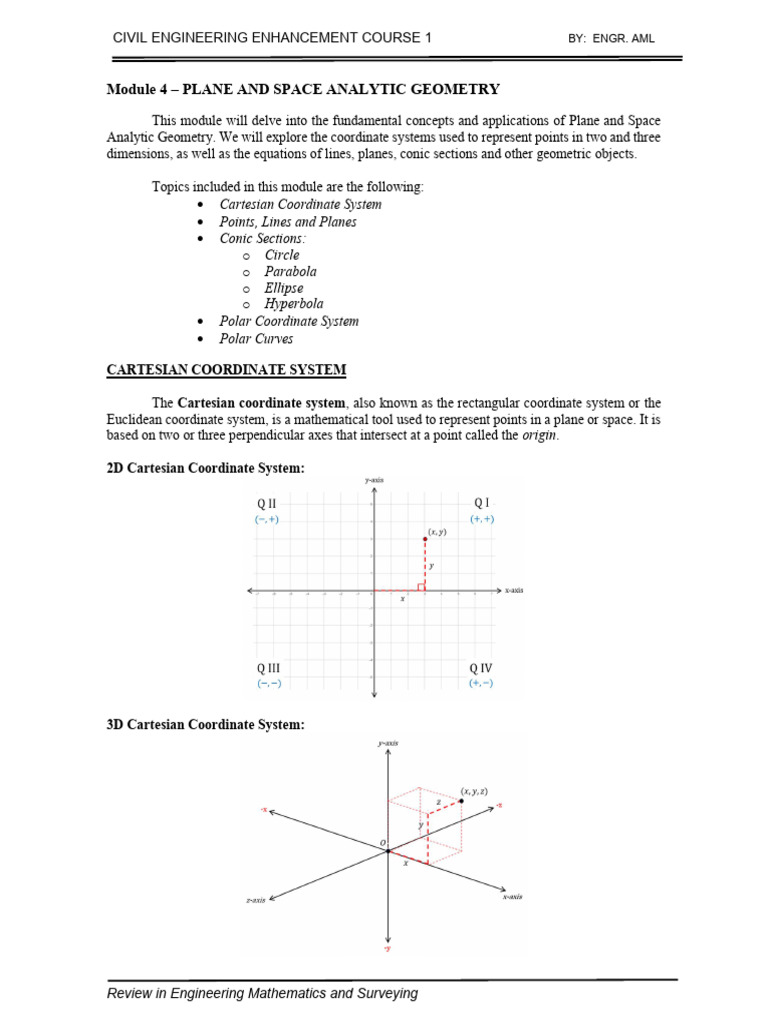 CE EC 1 Module 4 Analytic Geometry | PDF | Line (Geometry) | Coordinate System