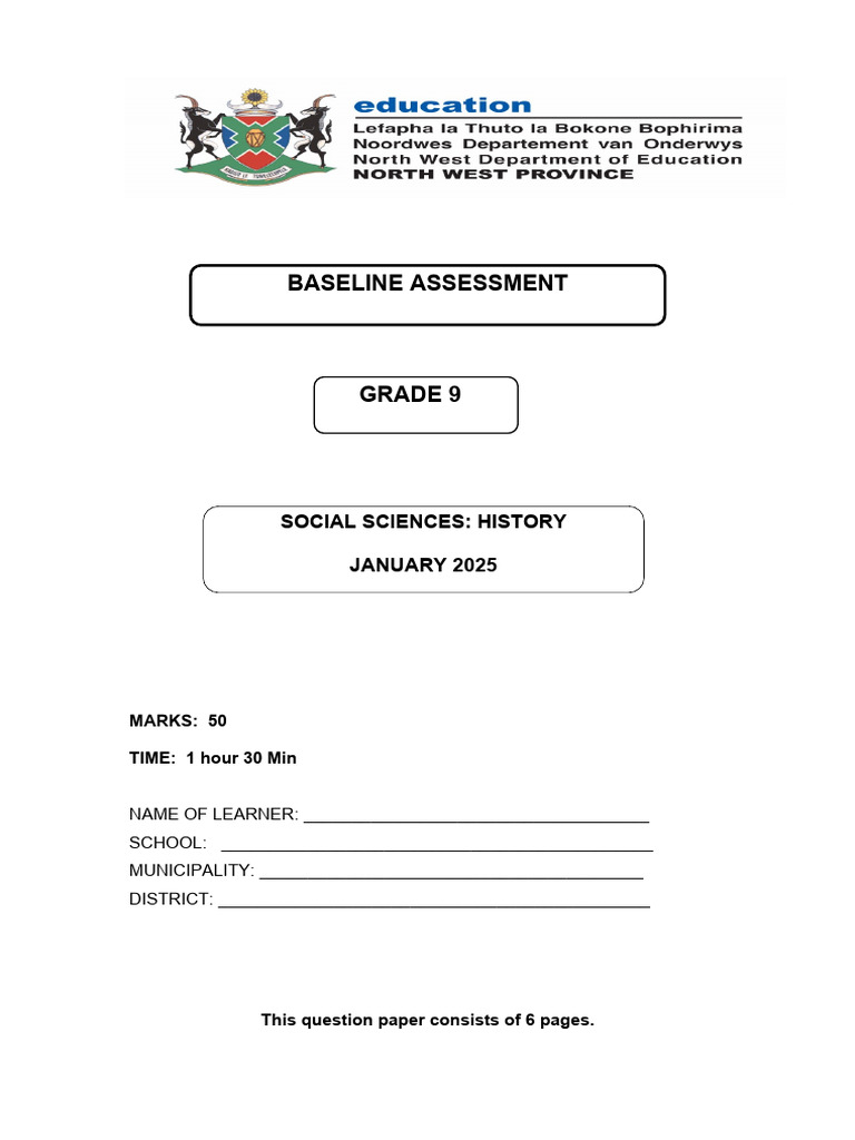 Grade 9 History Term 4 Exam 2025 | PDF | World War I | Allies Of World ...