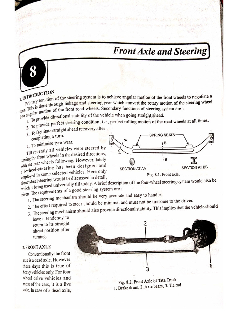 Unit 8 Front Axle and Steering | PDF