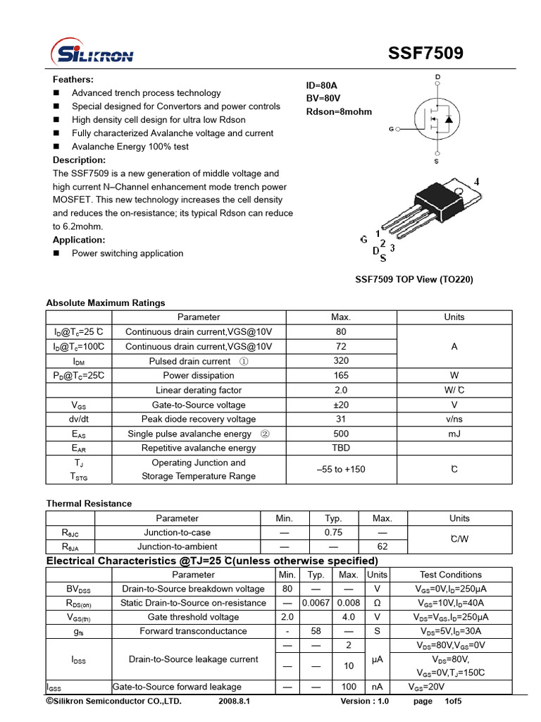 SSF7509 | PDF | Field Effect Transistor | Diode
