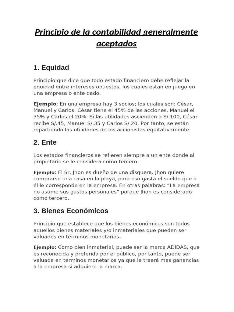 Principios de Contabilidad Generalmente Aceptados | PDF | Contabilidad ...