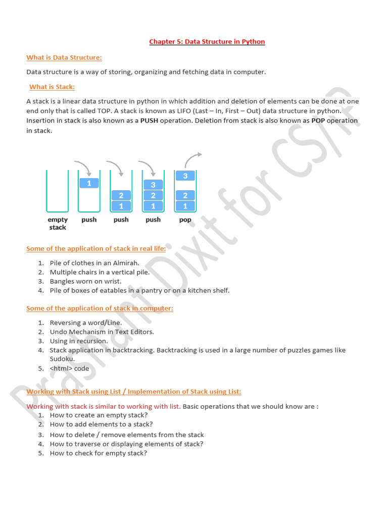 Notes Of Stack Pdf Queue Abstract Data Type Algorithms