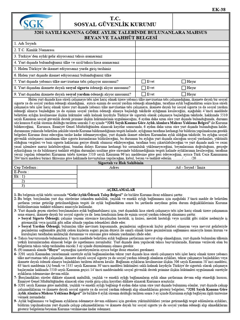 Beyan Ve Tahhüt Belgesi | PDF