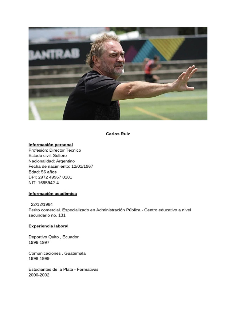 DT CV Carlos Ruiz | PDF | Guatemala | Ecuador