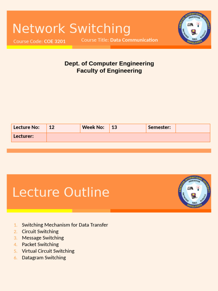 Data Communication Lecture 12 | PDF | Packet Switching | Network Packet