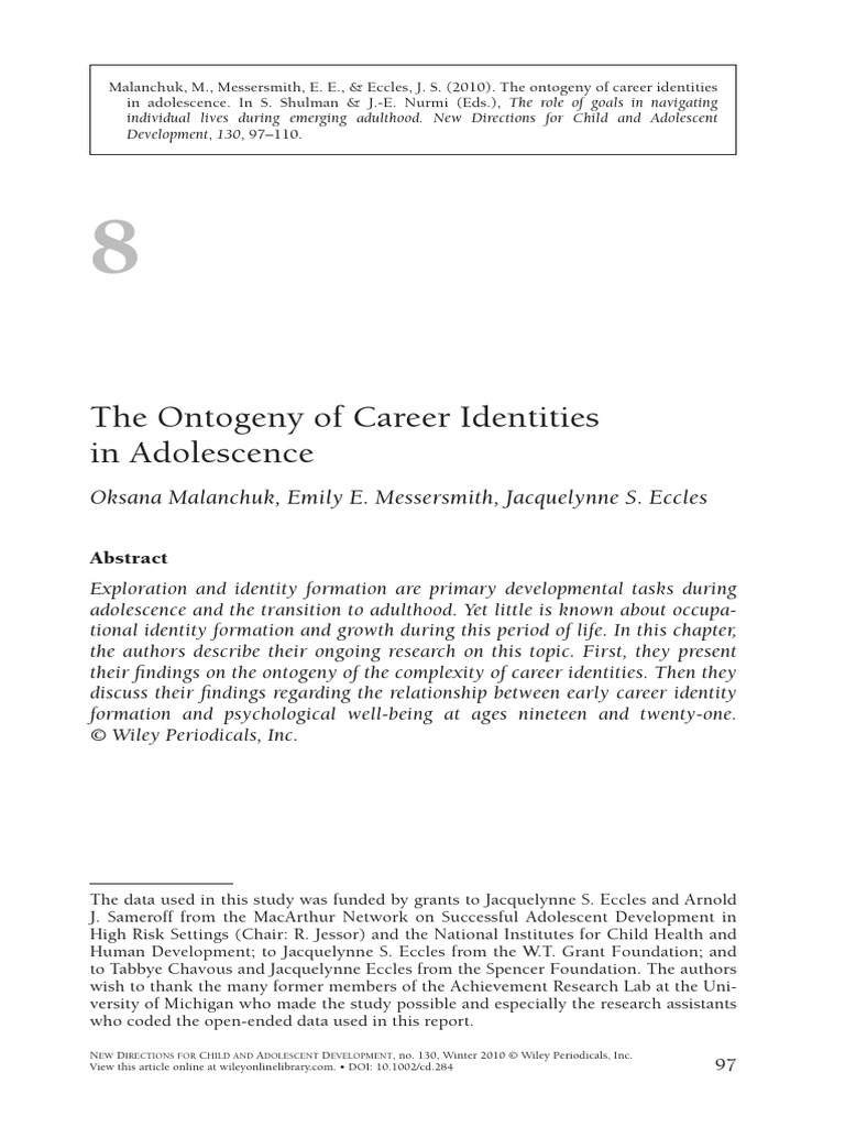 Carreer Identity | PDF | Adolescence | Identity (Social Science)