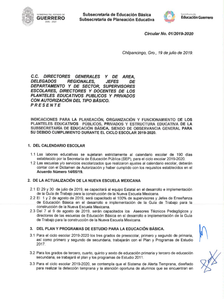 Circular 001 2019-2020 | PDF