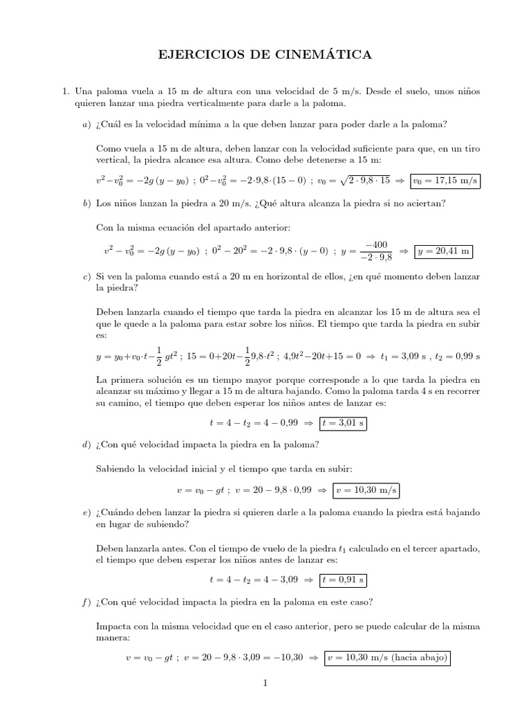 Problemas de Cinemática Resueltos | PDF | Física | Movimiento (física)