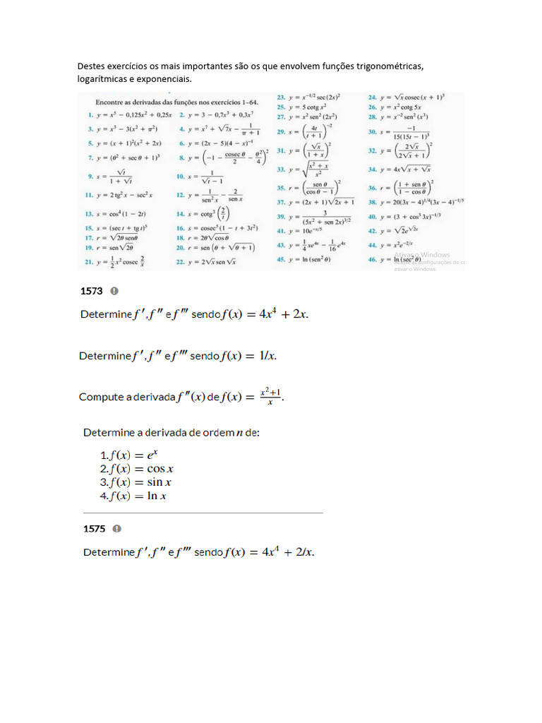 Coletânea de Exercícios 3a Prova | PDF