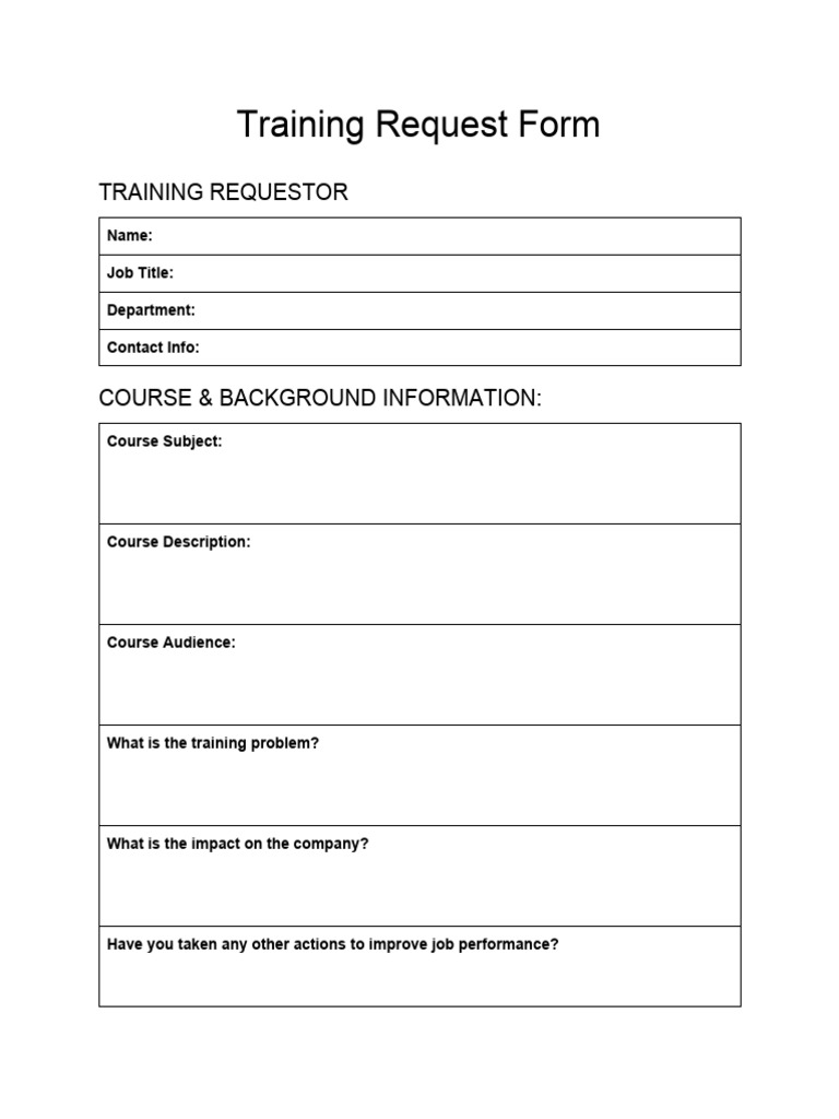 Training Request Form | PDF