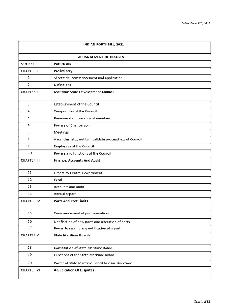 Indian Port Bill 2021 | PDF | Port | Tribunal