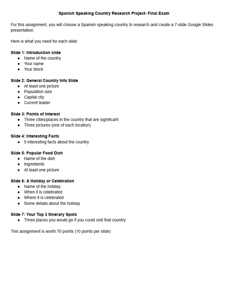Spanish Speaking+Country+Research+Project | PDF