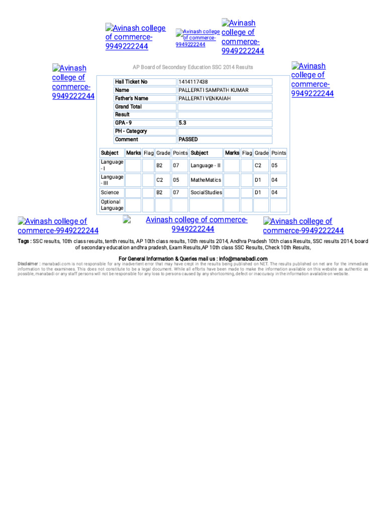 AP SSC 2014 Results Summary | PDF | Educational Assessment And ...