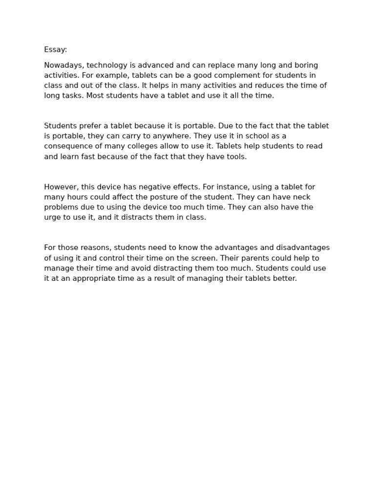 Essay about tablet | PDF