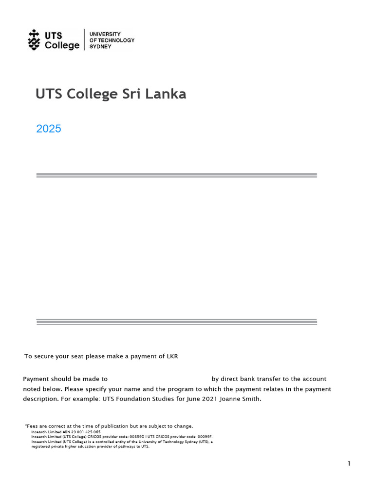 UTS Payment Plan SL - FEB 2025 | PDF | Fee | Service Industries