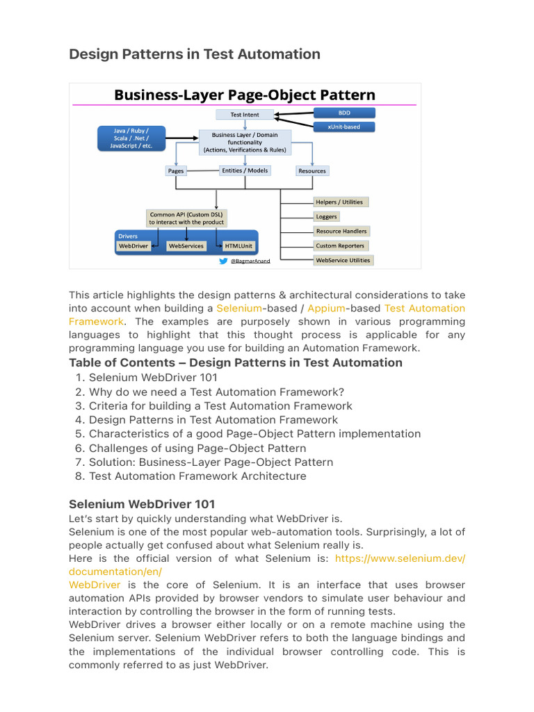 Design Patterns in Test Automation Uh Hih | PDF | Selenium (Software ...