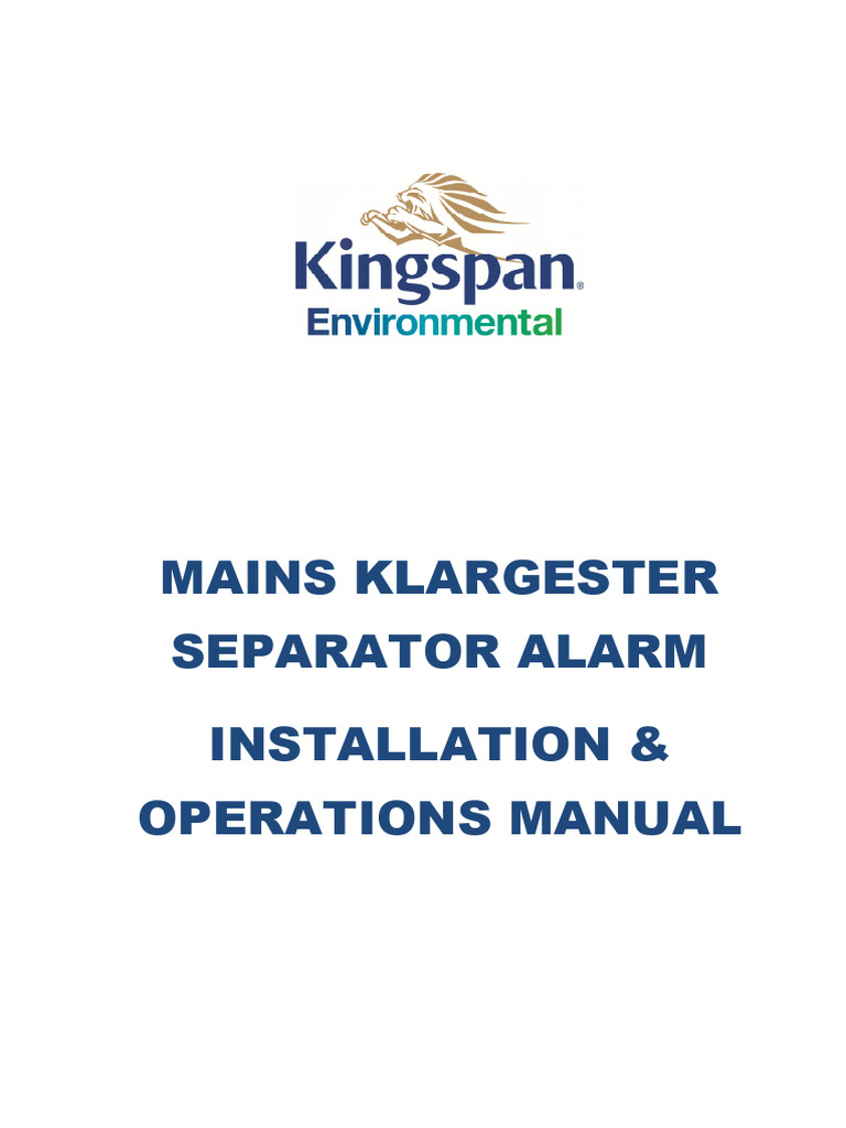 Klargester Separator Alarm Manual | PDF | Relay | Electrical Components