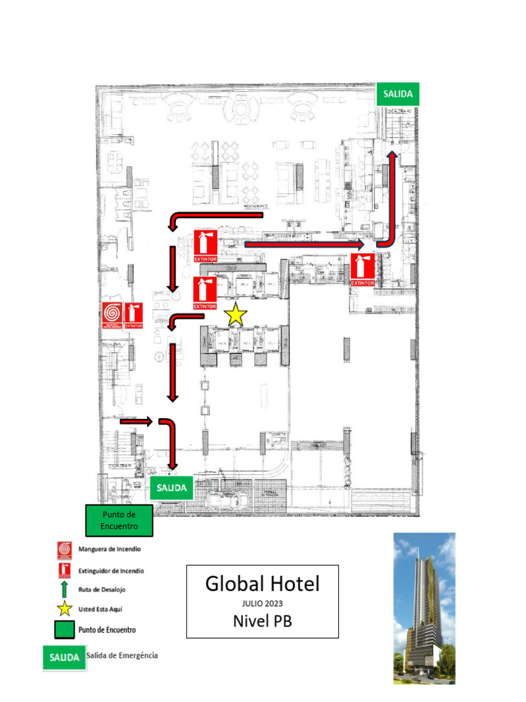 Evacuation Plan Global Hotel (1) | PDF