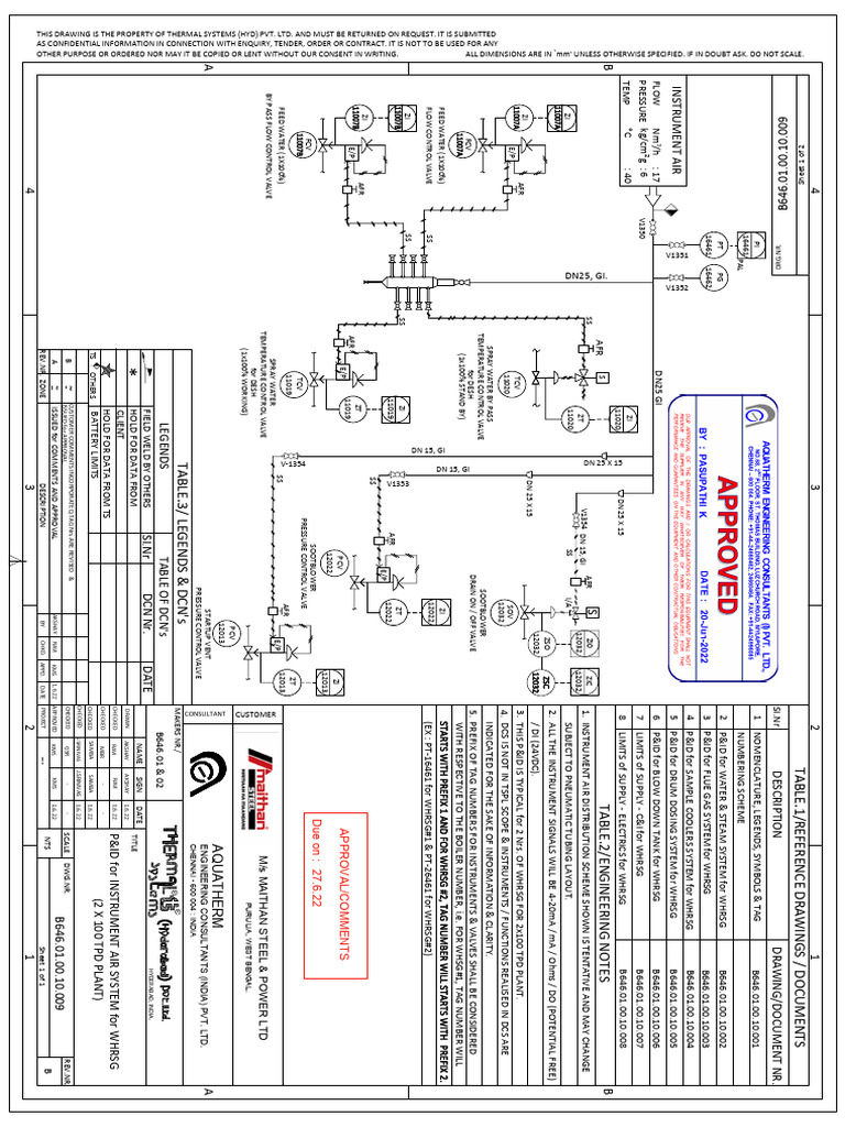 B646.01.00.10.009 - B - P&ID For Instrument Air Line System For WHRSG ...