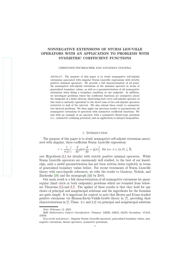 Nonnegative Extensions of Sturm-Liouville Operators With An Application ...