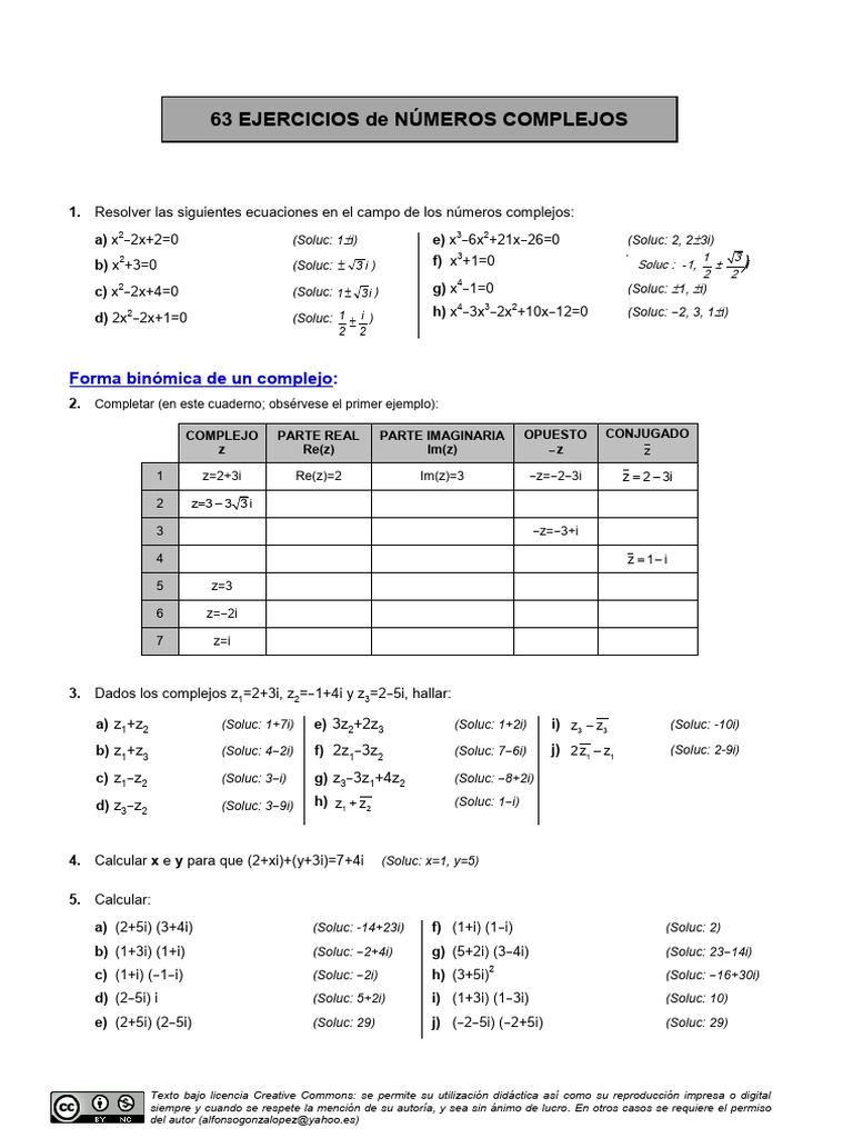 7 Complejos | PDF | Ecuaciones | Número complejo