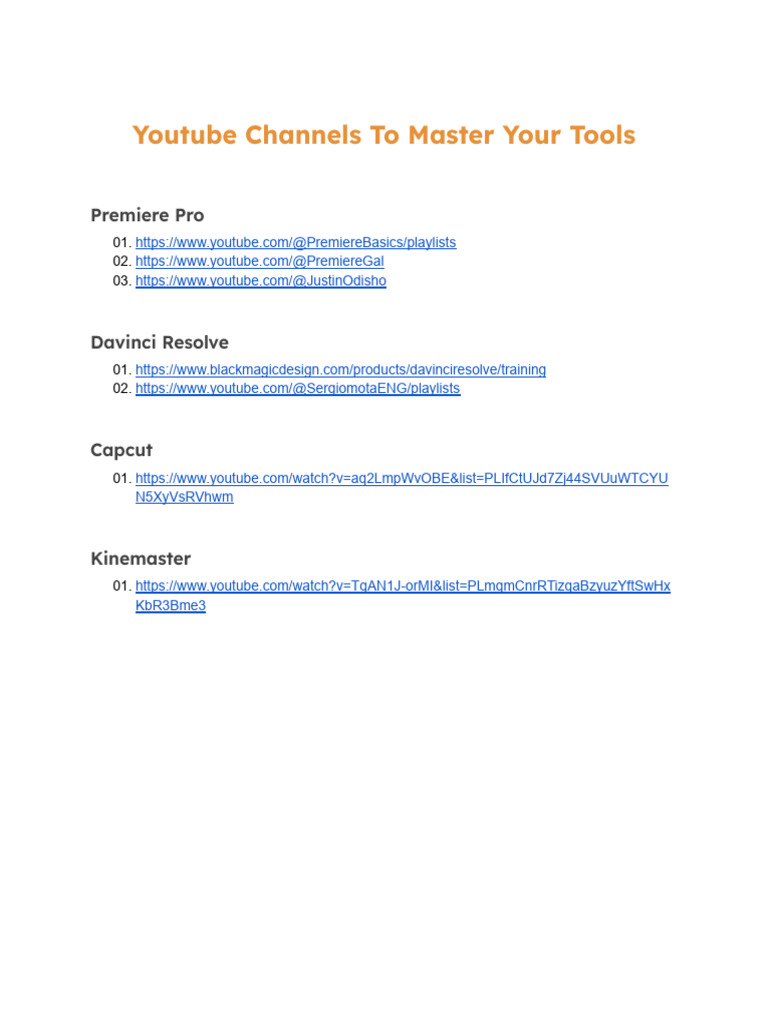 002 Youtube Channels to Master Your Tools | PDF