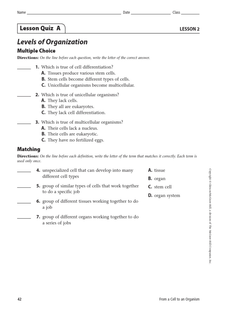 CH 3 G 7 L 2 Levels of Organization WEEK 6 - AK | PDF | Cell (Biology ...