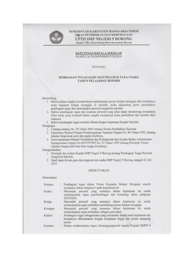 SK Tugas 2019-2020 | PDF